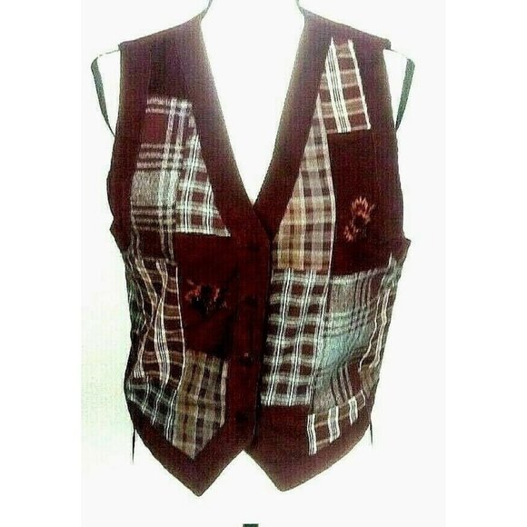 Baxter & Wells | Tops | Baxter Wells Patchwork Vest Corduroy Burgundy ...